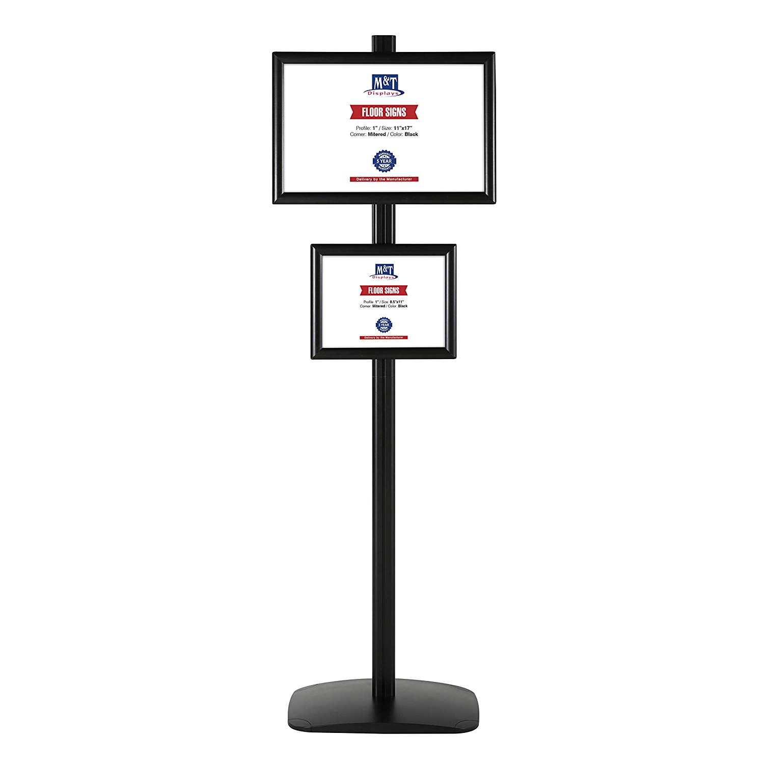 M&T Displays Free Standing Display Stand with 1 x (11x17) Frame and 1 x ...