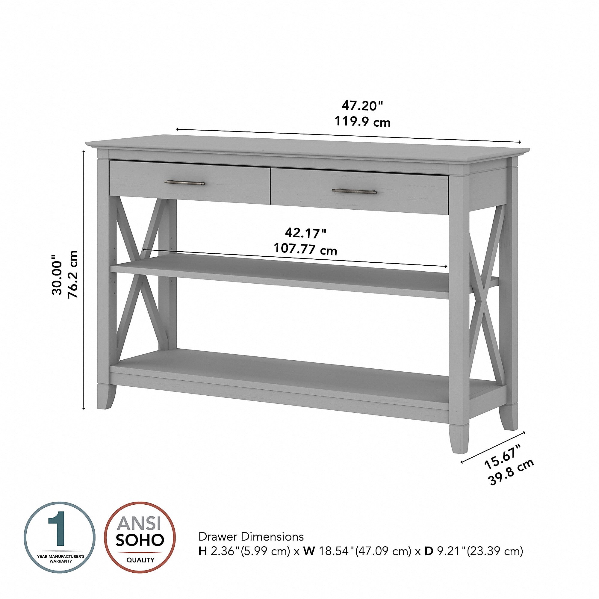 Bush Furniture Key West Console Table, Cape Cod Gray Deals and Price ...