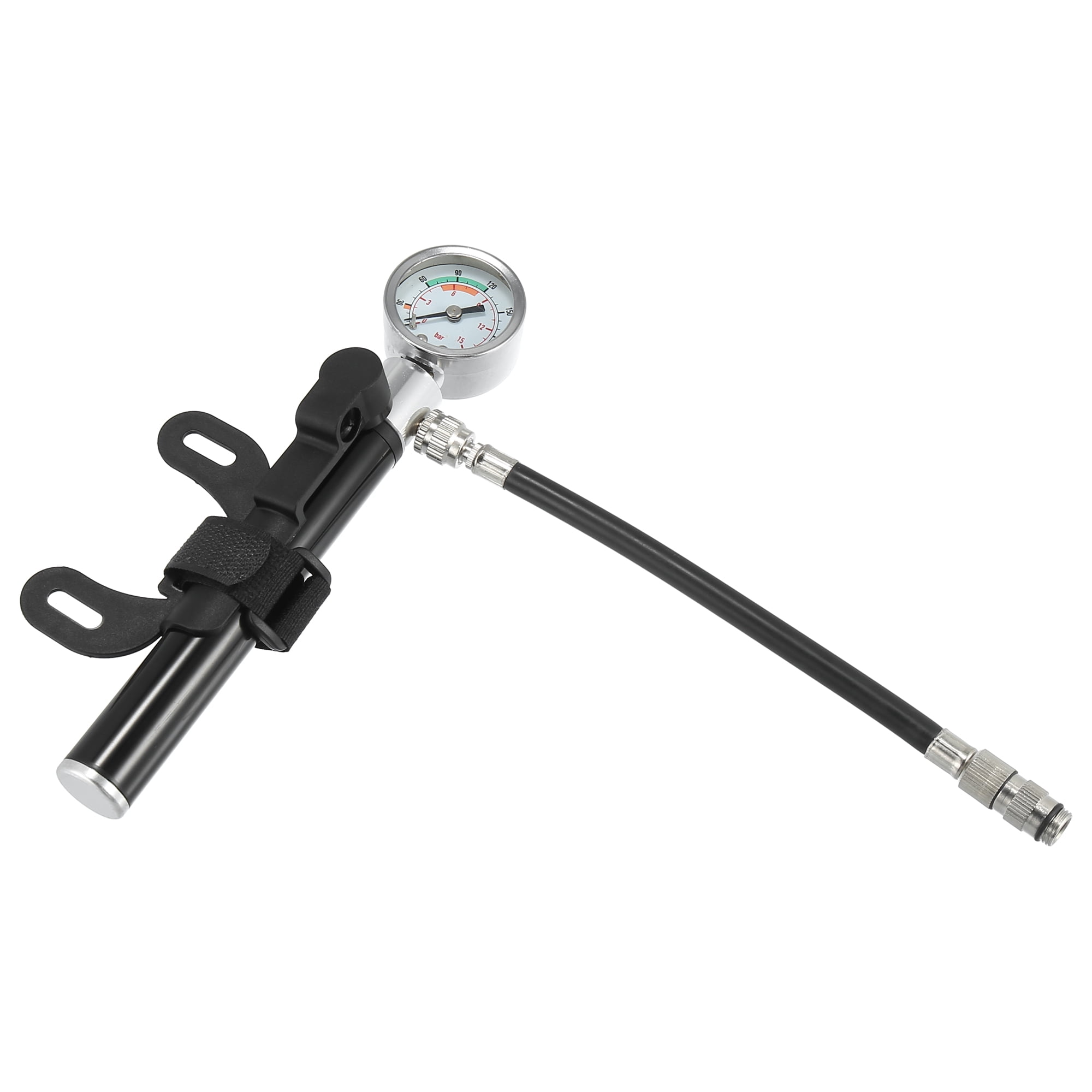 Motoforti Portable Mini Bike Pump with Gauge Aluminum Alloy Black ...