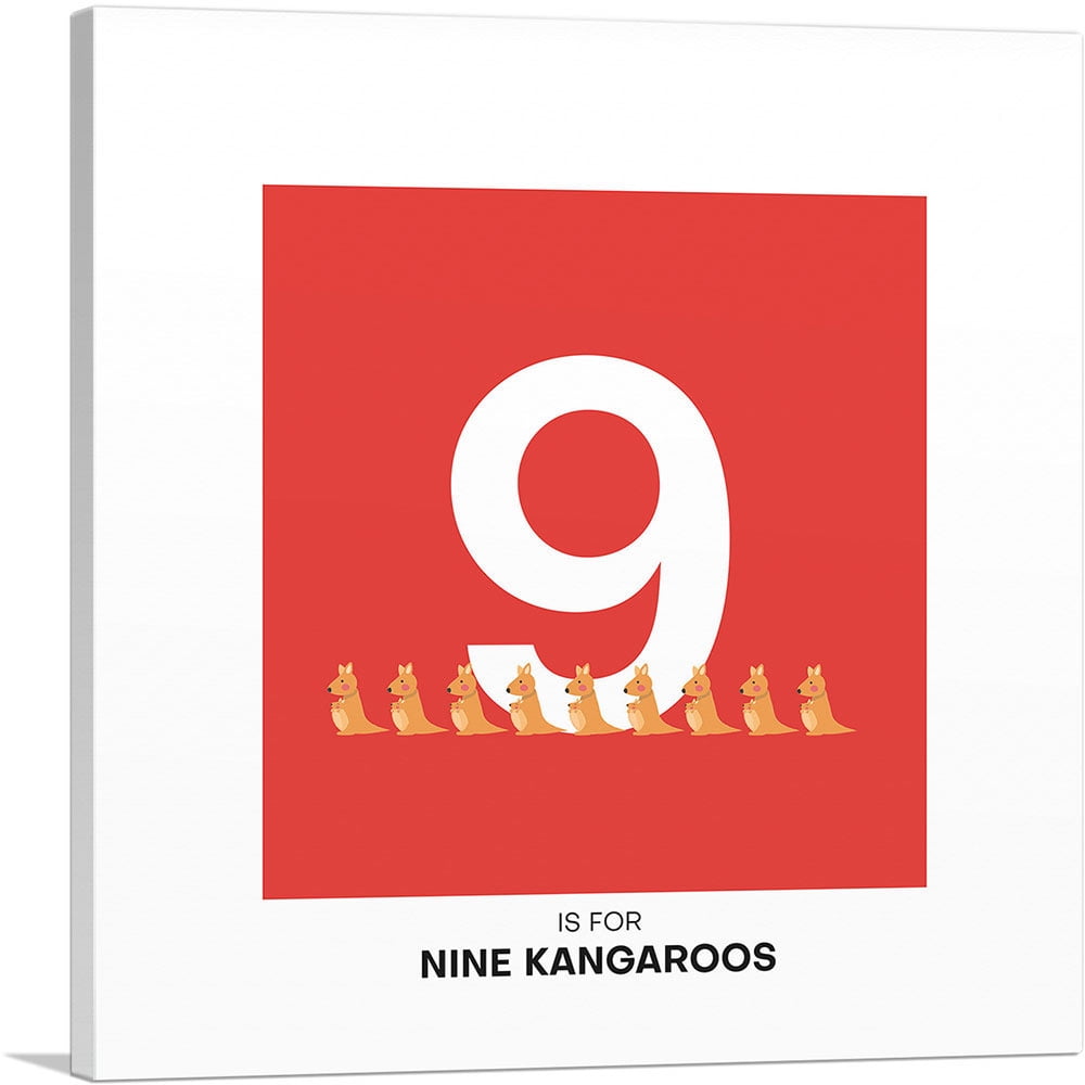 ARTCANVAS Kids Animal Alphabet Number 9 Nine Numeral Canvas Art Print ...
