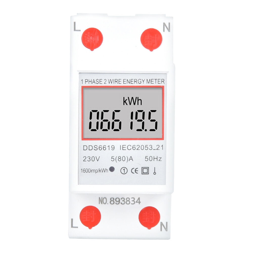 DDS6619-005 Intelligent Single Phase Electric Energy Meter 2p Din Rail Power Meter 230V ...