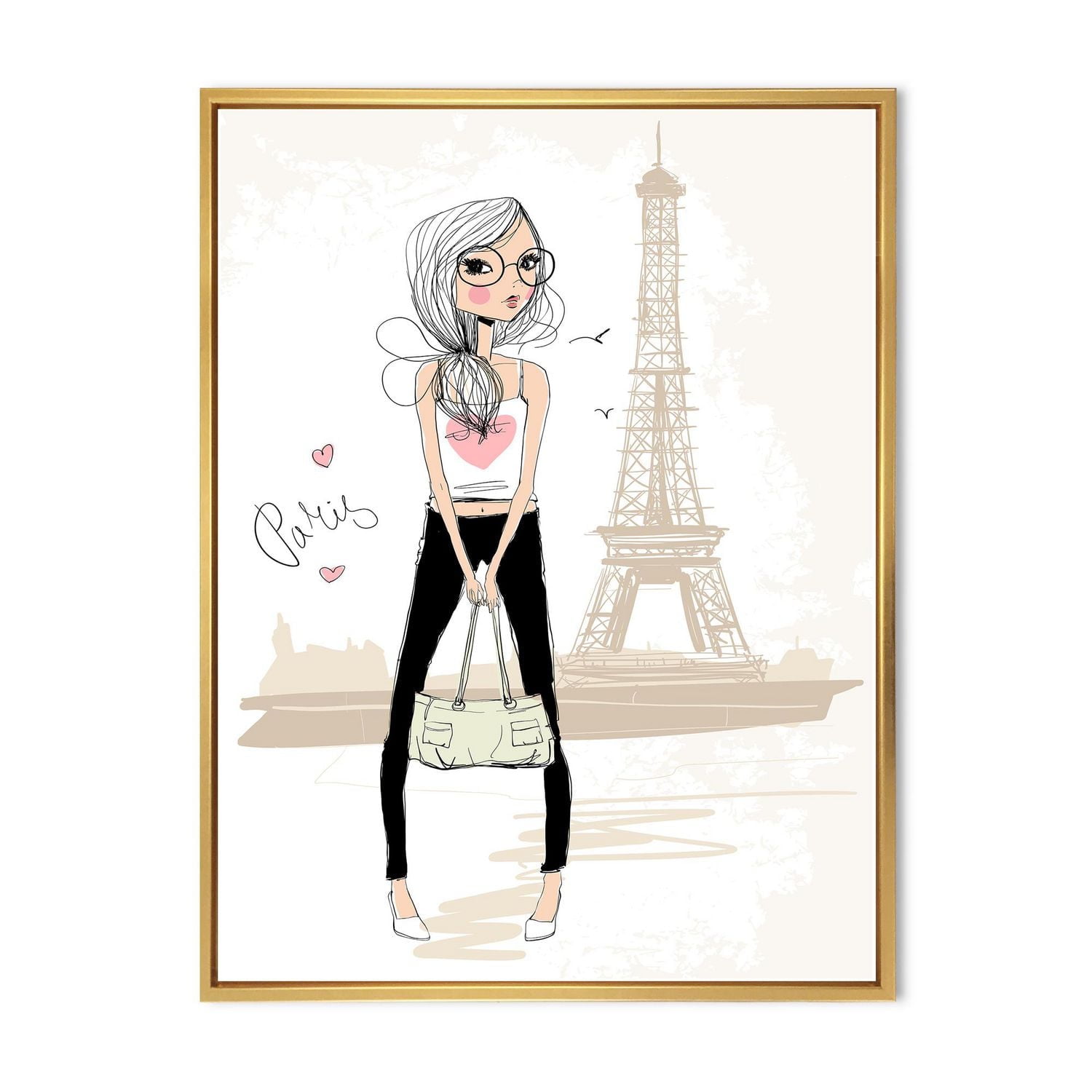 Click here for Designart Cute Girl By The Tour Eiffel In Paris Fl... prices