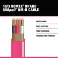 Southwire, Building Wire, 100 ft. 10-3G NM-B Copper, Pink - Walmart.com