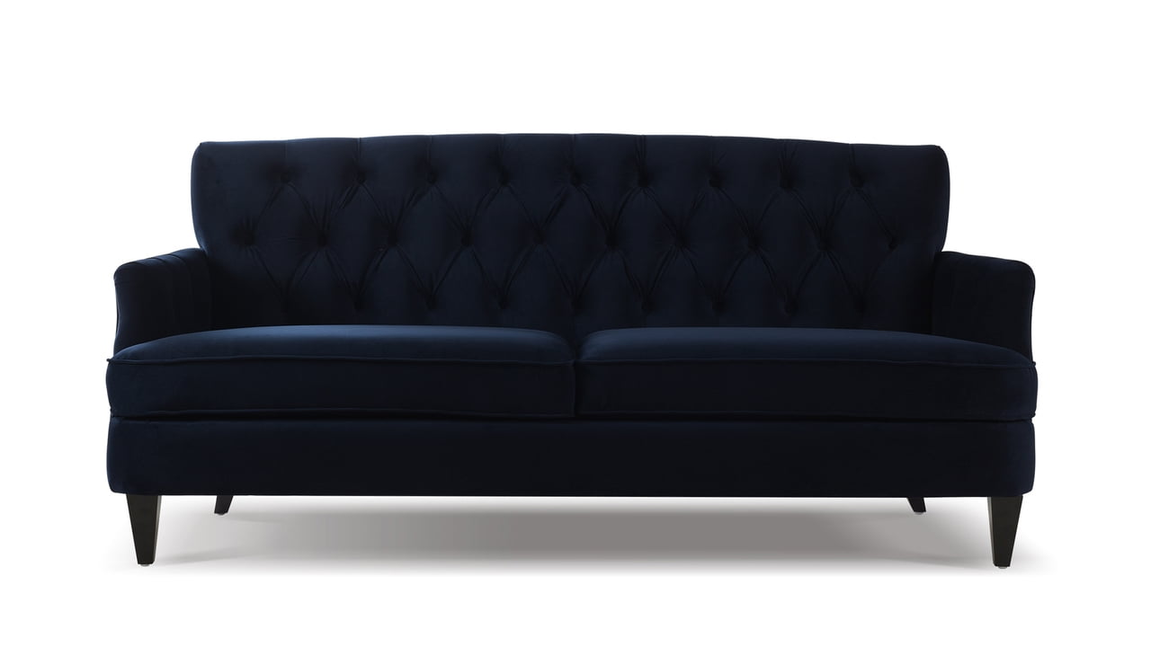Kelly Button Tufted Recessed Arm Sofa, Dark Navy Blue - Walmart.com