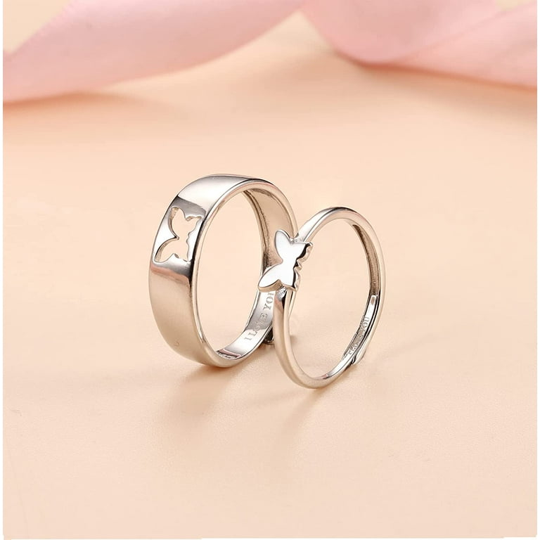 Jstyle Matching Rings for Couples 925 Sterling Silver Matching Heart Promise Rings I Love You Engagement Wedding Ring Sets for Him and Her Adjustable