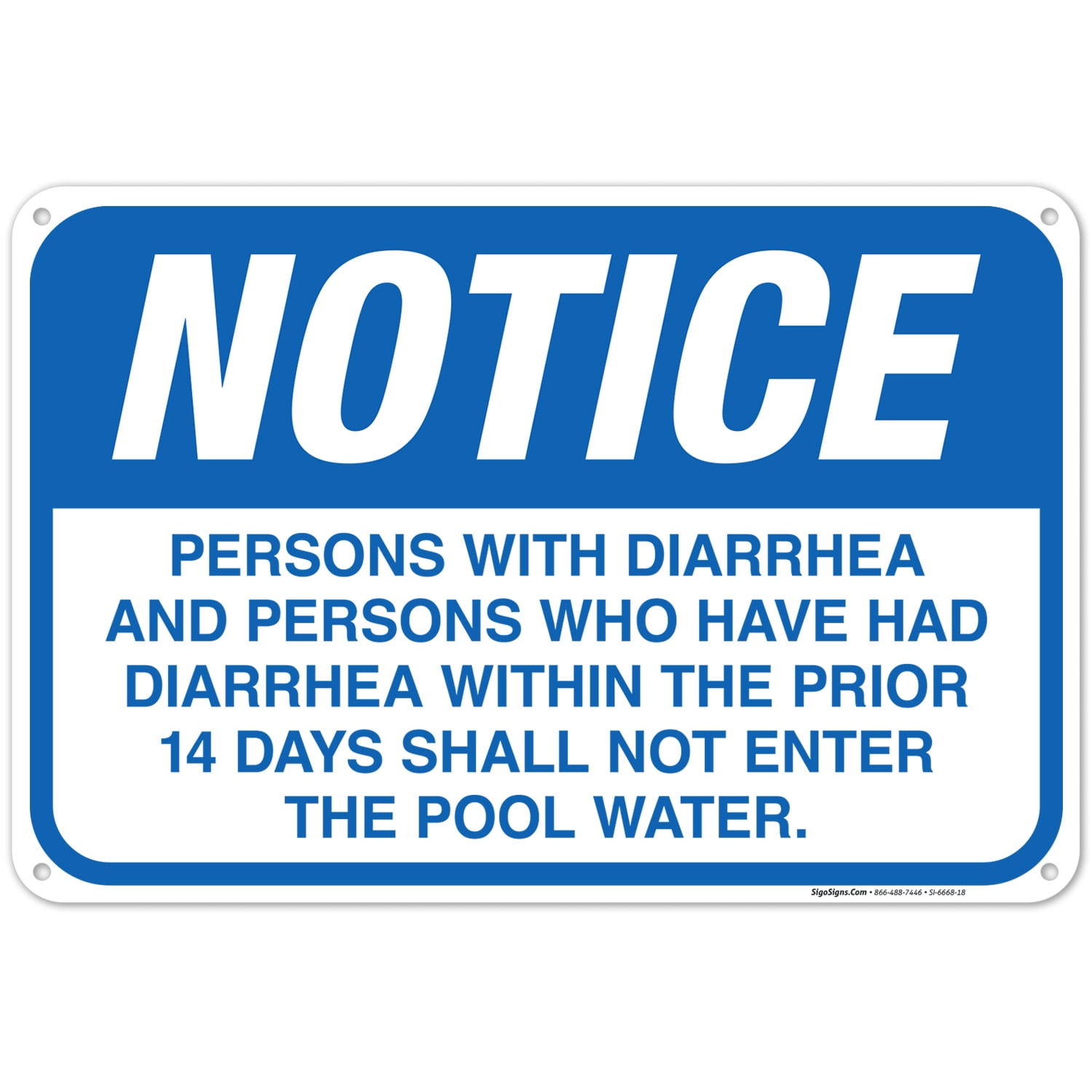 Persons With Diarrhea And Persons Who Have Had Diarrhea Sign, Pool Sign ...