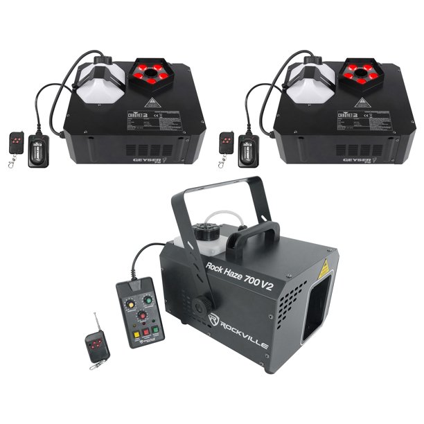 (2) Chauvet DJ GEYSER P5 DMX Fog Machines Foggers, RGBA+UV LED Effects ...