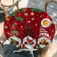 Christmas Gnomes Table Cloth, Round Fitted Tablecloths with Elastic ...
