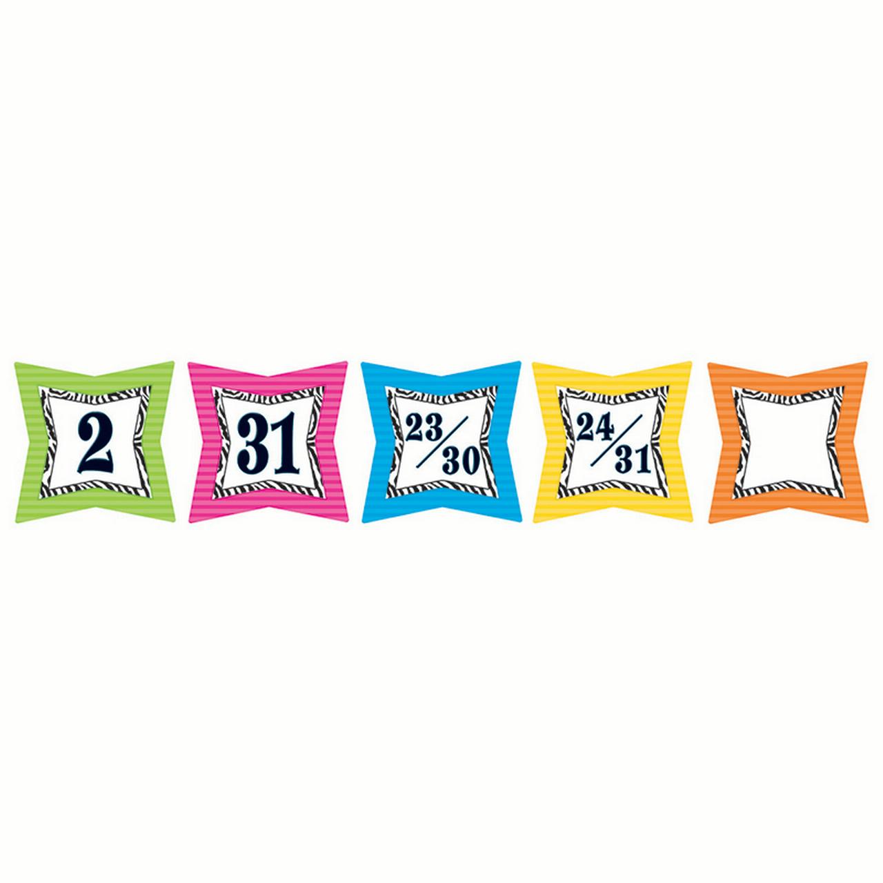 (12 Pk) Colorful Zebra Print Calendar Days - Walmart.com