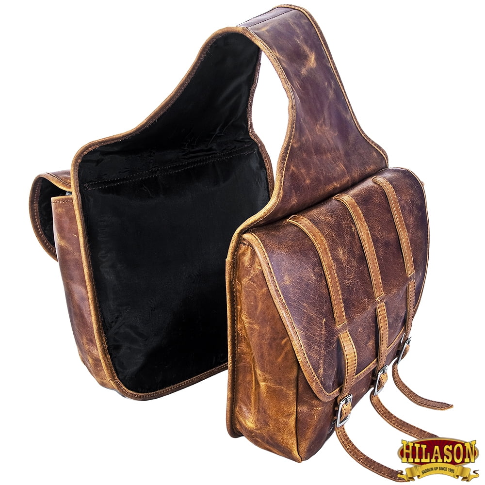 BG168 Hilason Western Horse Leather Saddle Bag Traditional Cowboy Trail ...