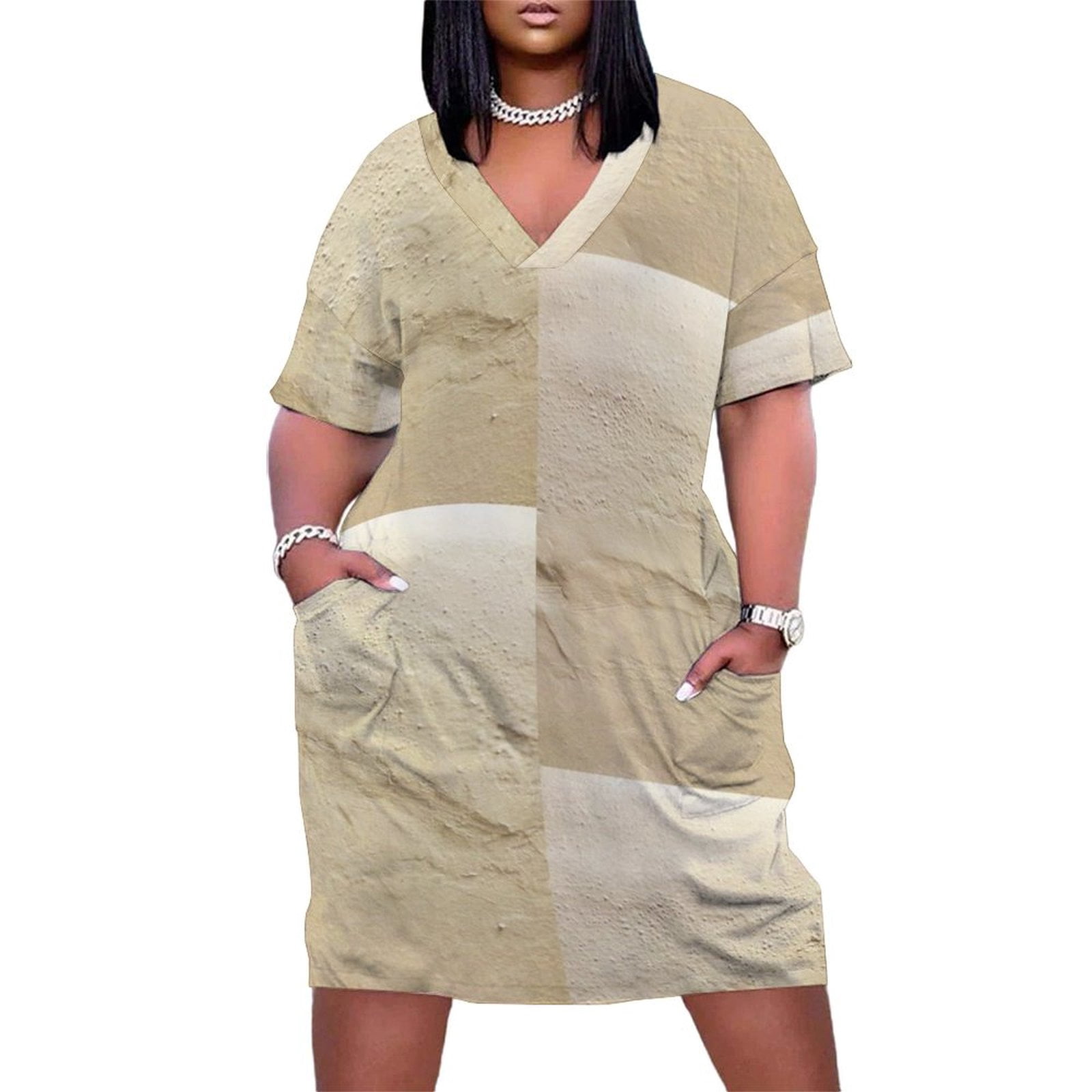 Patched Plaster Texture Loose Pocket Dress dresses for special events ...