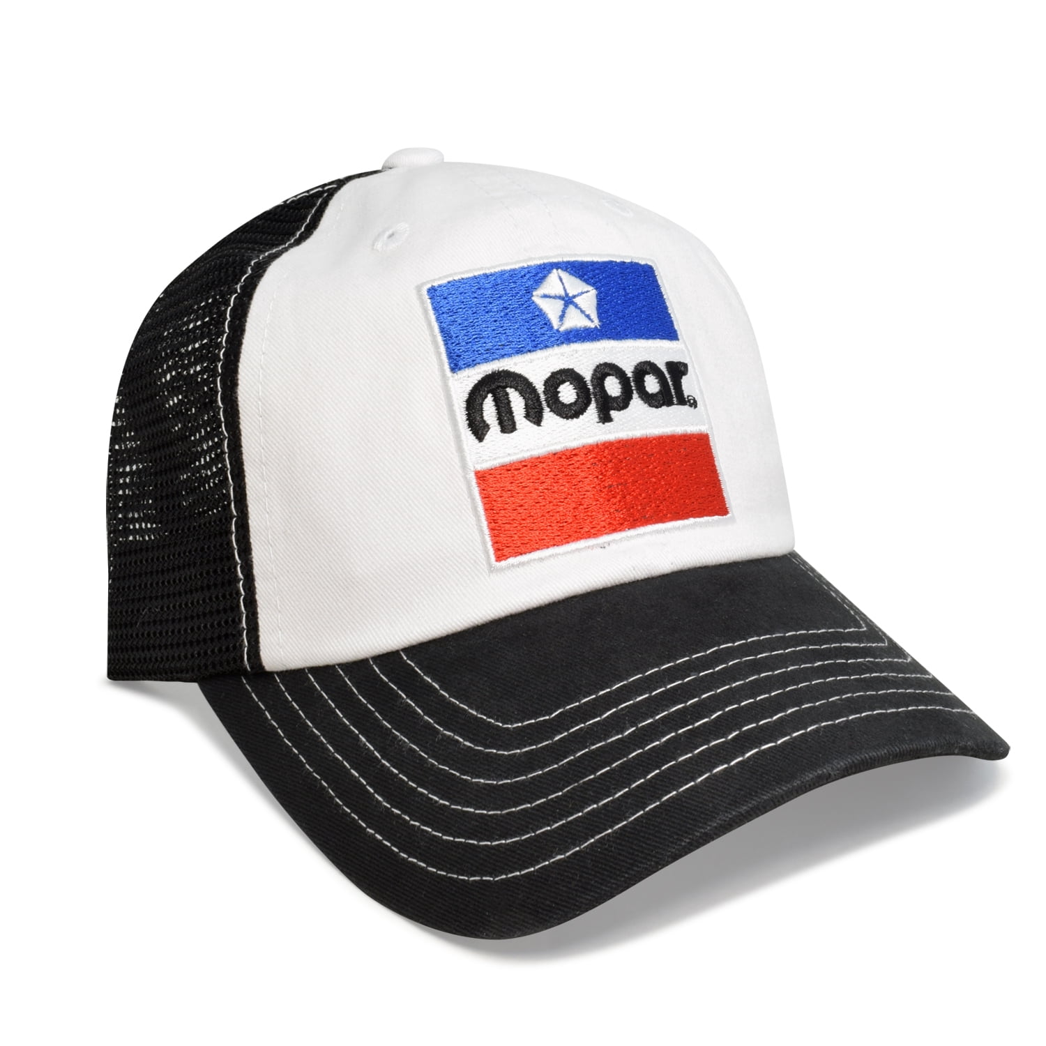 White Front Black Visor Mesh Baseball Cap with Mopar Logo for Dodge ...