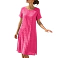 ClodeEU Women's Round Neck Short Sleeve Side Slit Midi Dress,Solid ...