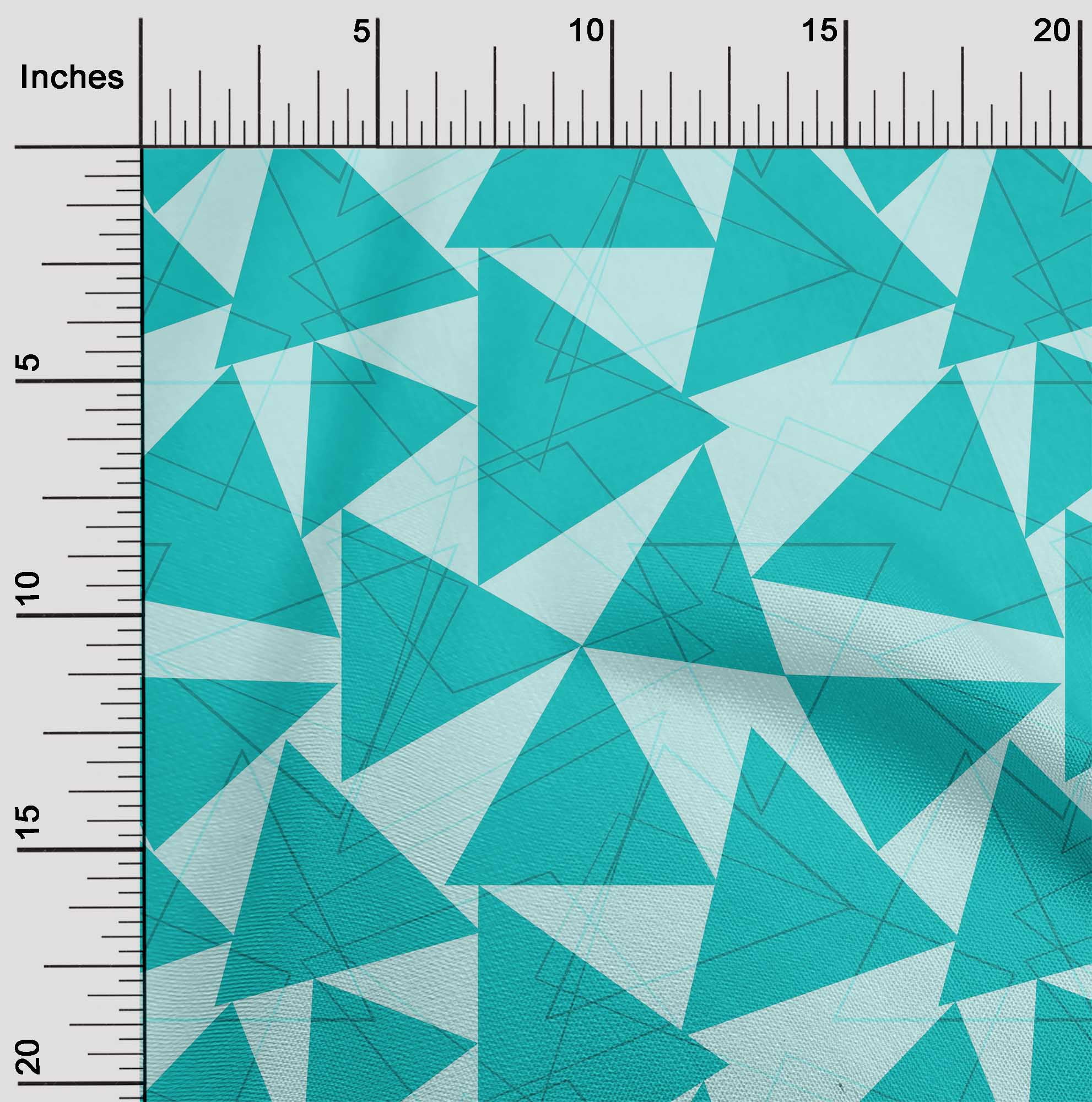 oneOone Cotton Silk Fabric Rectangle & Triangle Geometric Printed ...