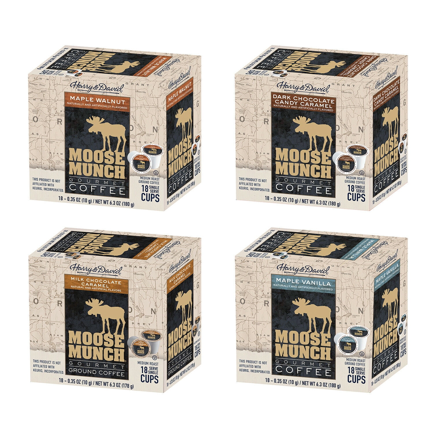 Moose Munch Coffee by Harry & David Maple Walnut, Dark Chocolate ...