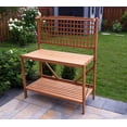 Northbeam Folding Wood Potting Bench with Ample Shelf Space - Brown ...