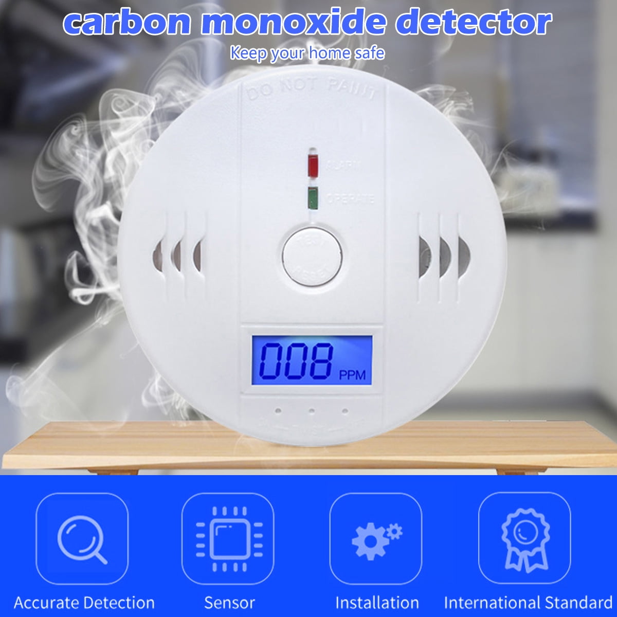 Buy 2 Pack Carbon Monoxide Detector Alarm Digital Display Smoke ...