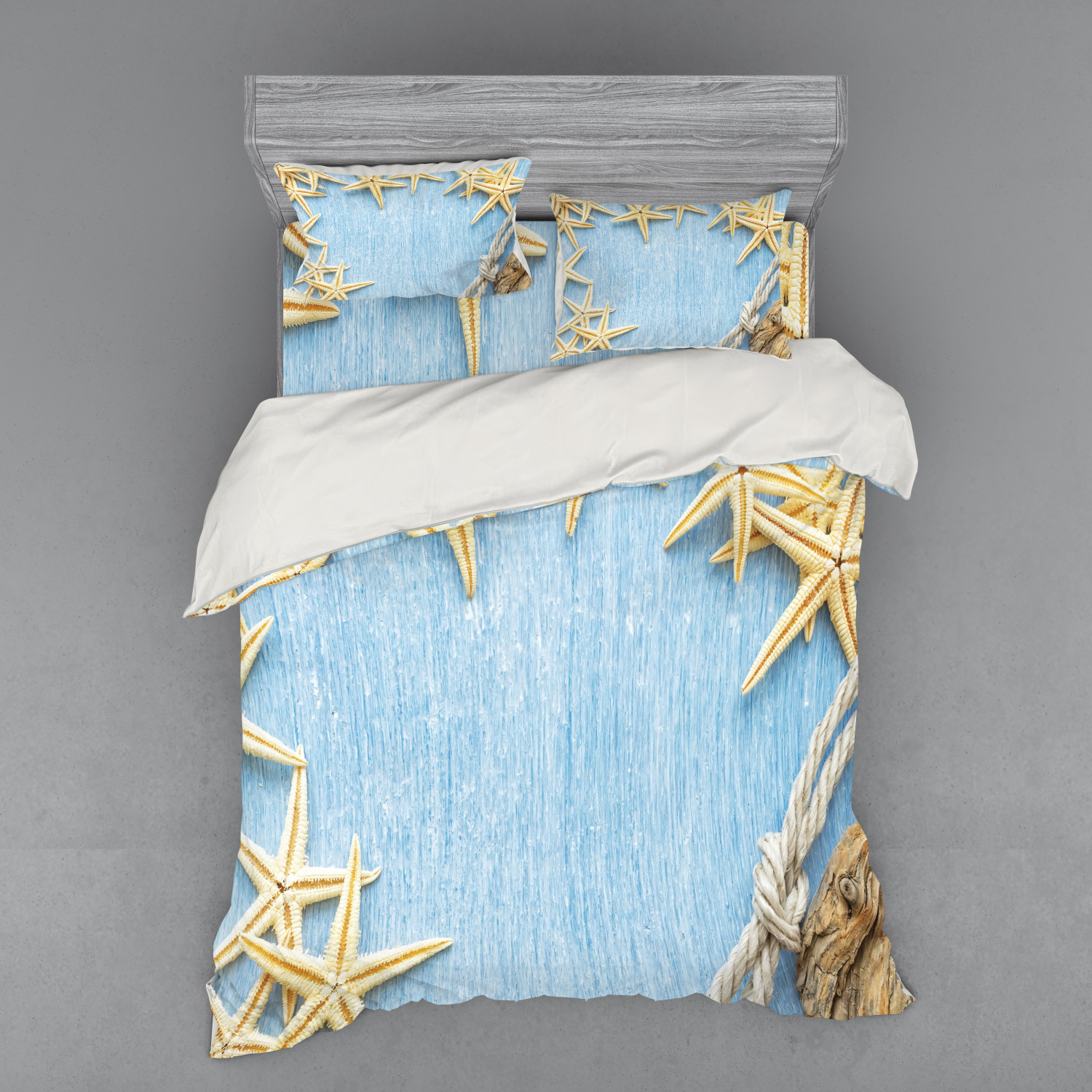 Seashells Duvet Cover Set, Seashells Rope Maritime Beach Theme ...