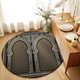 Double Arches Round Living Room Rugs 6 ft, Vintage Traditional Gold ...