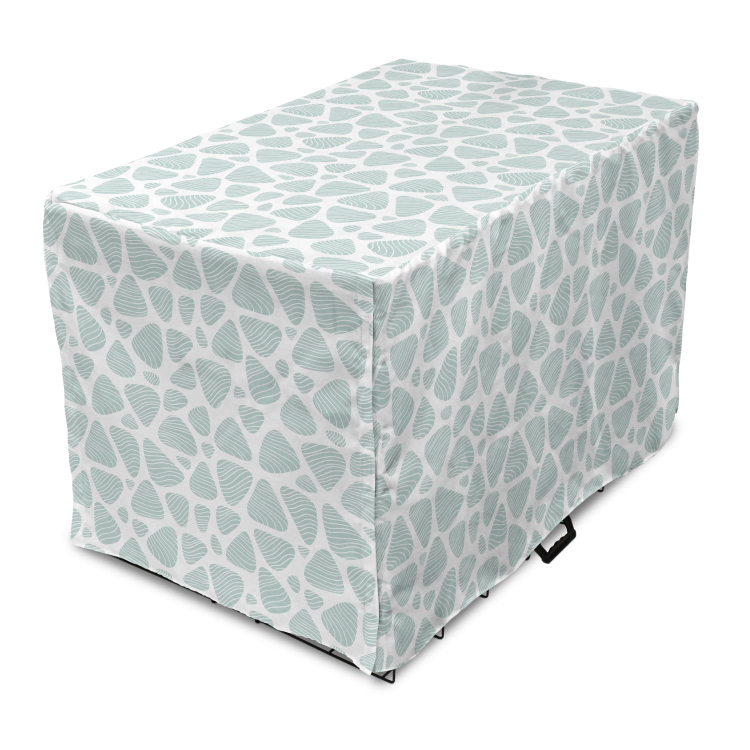 Neutral Color Dog Crate Cover, Repetitive Pebble Like Shapes Along Wavy ...