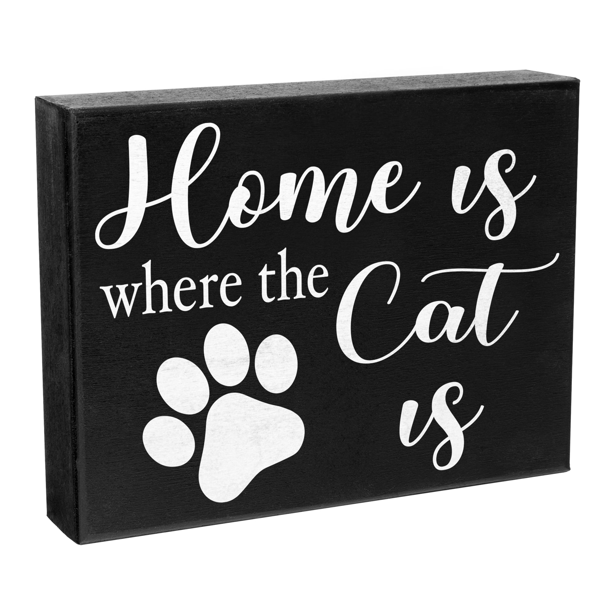 JennyGems Cat Gifts, Home is Where the Cat Is, 8x6 Inch Wood Shelf Sign ...