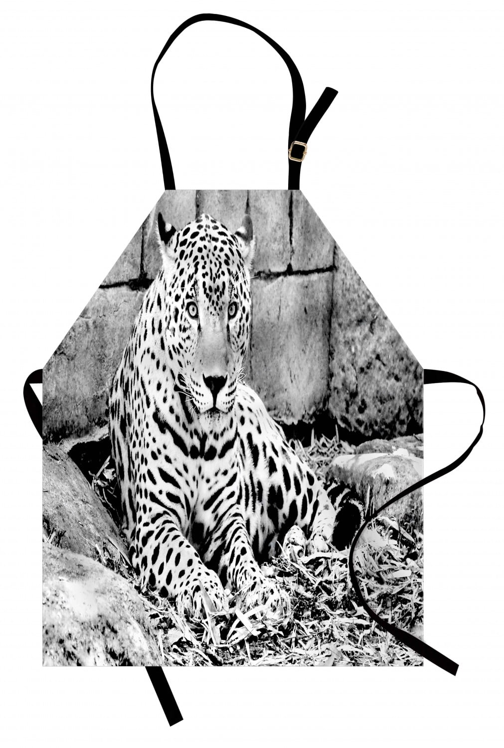 Black and White Apron Jaguar Wild Big Cats Theme Feline with Dots Body ...