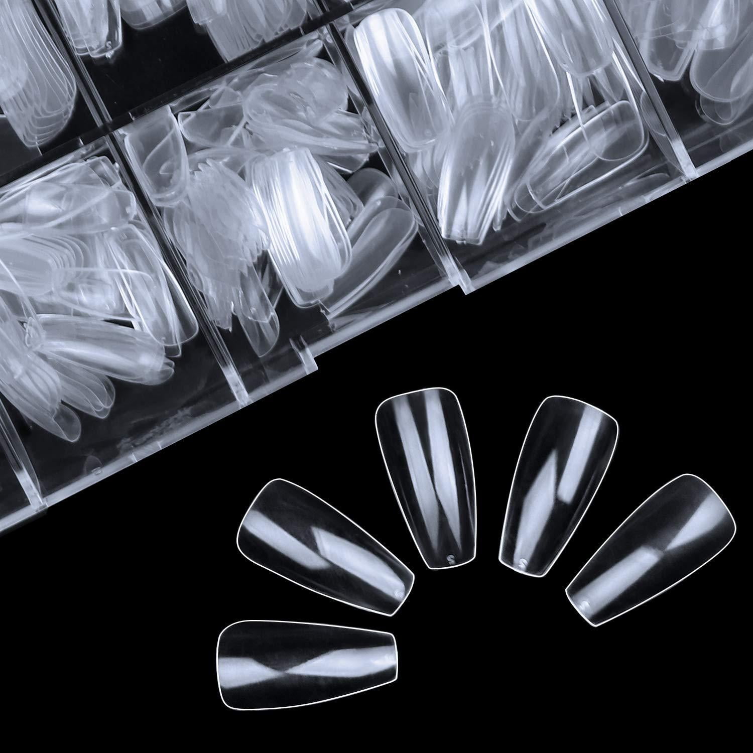 Clear Coffin Acrylic Nails Ecbasket 500pcs Short Full Cover Ballerina