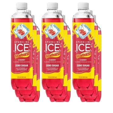 Sparkling Ice STARBURST Cherry, Zero Sugar, Fizzy Flavor, Low Calorie, 17 fl oz (Pack of 12 ...