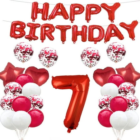 7th Birthday Balloon 7th Birthday Decorations Red 7 Balloons Happy 7th ...