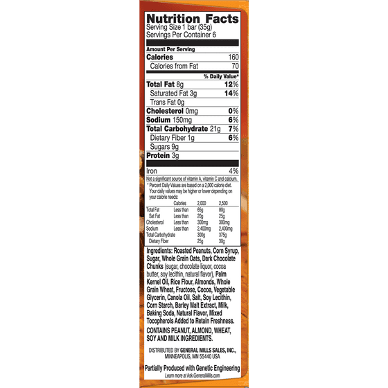 nature valley sweet and salty peanut nutrition facts