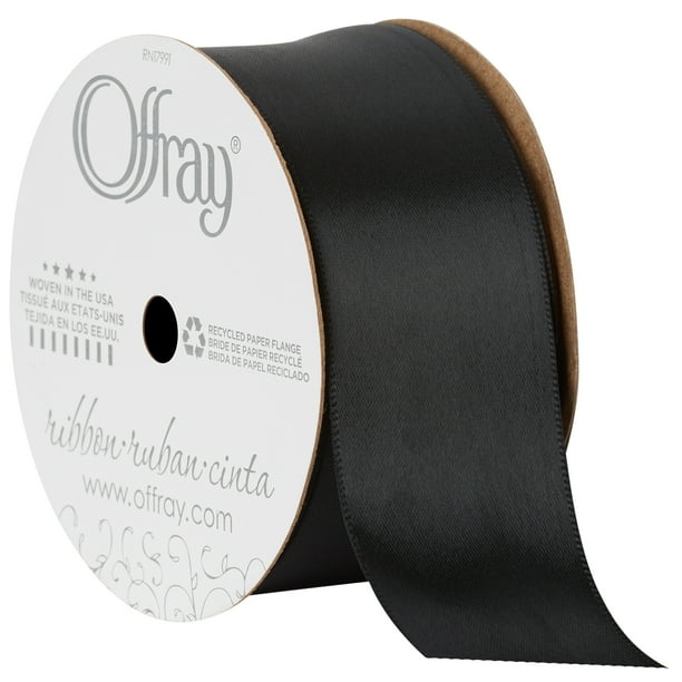 Offray Ribbon, Black 1 1/2 inch Double Face Satin Polyester Ribbon, 12 ...