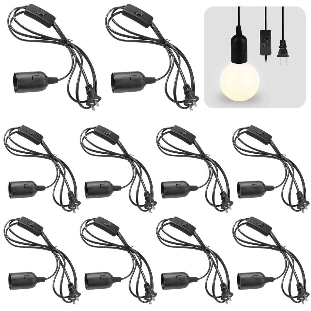 10 PCS Hanging Light Cords, E27 Lamp Socket Extension, Light Bulb Cable ...
