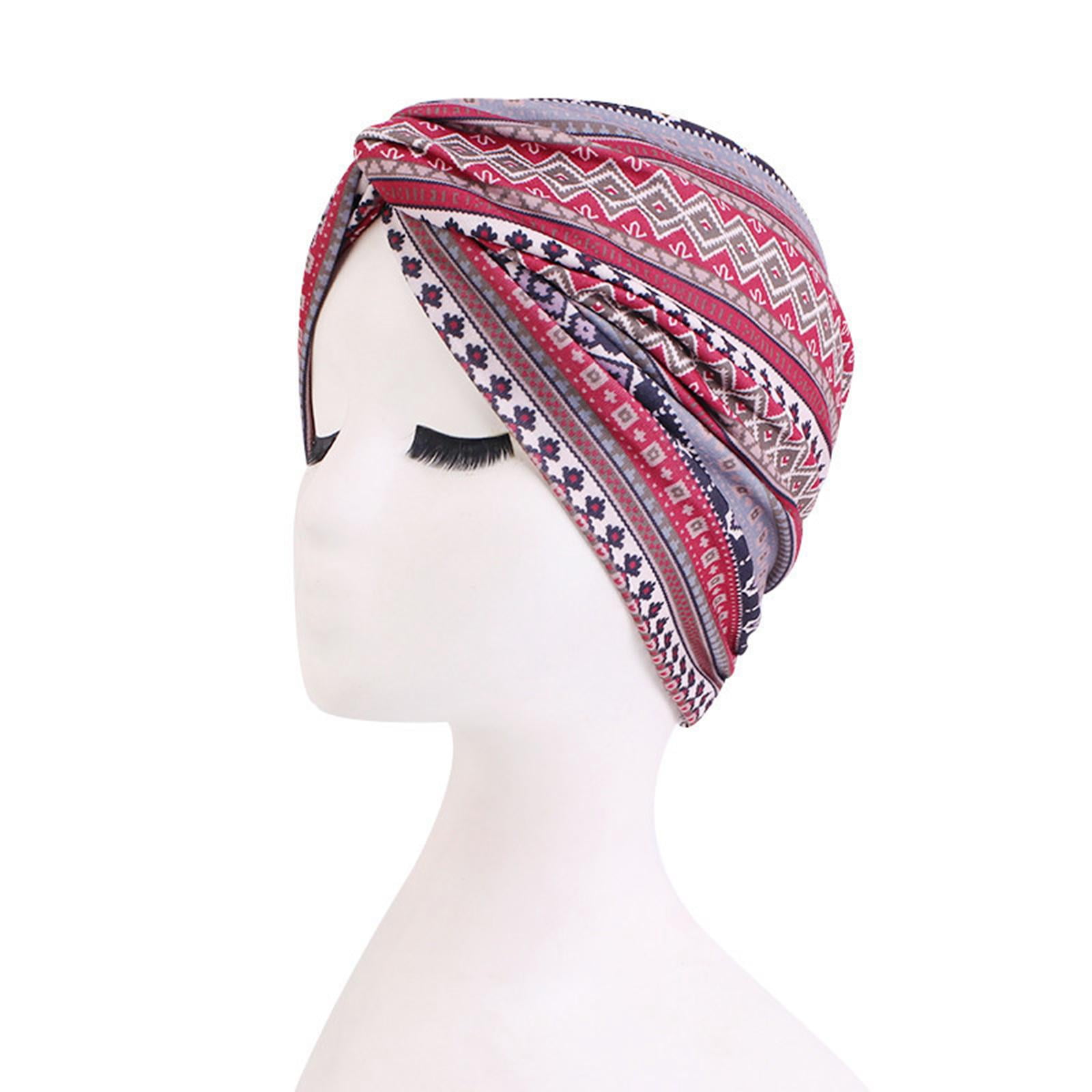 Women' Chemo Caps Ethnic Stretch Headscarf Skull Caps Hat Bandana ...