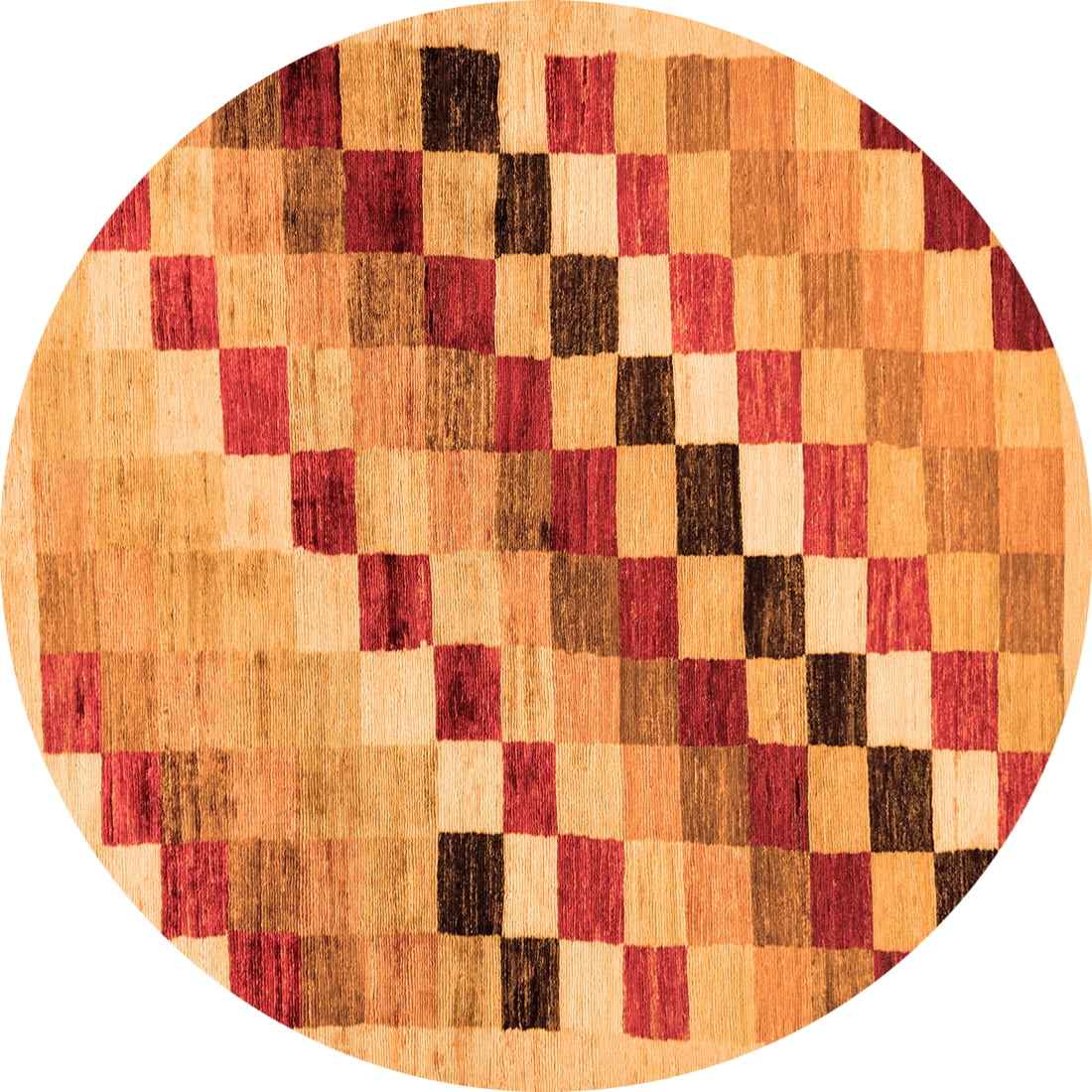 Ahgly Company Indoor Round Checkered Orange Modern Area Rugs, 6' Round ...