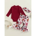 Bagilaanoe 3pcs Newborn Baby Girl Long Pants Set Long Sleeve Ribbed ...