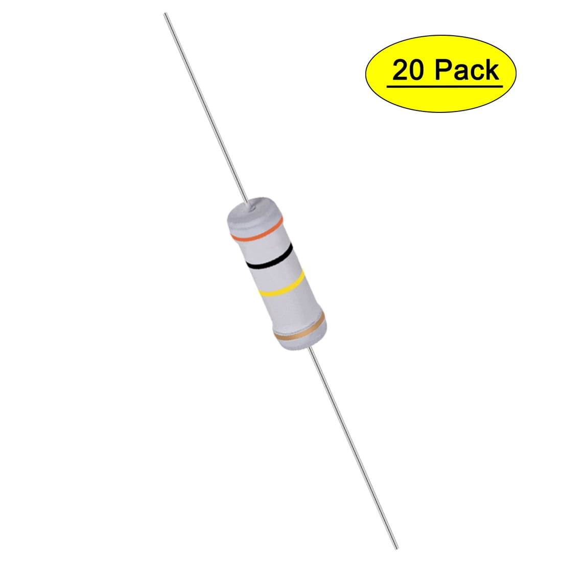 Uxcell 300K Ohm 3W ±5% Tolerance Axile Lead Metal Oxide Film Resistor ...