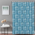 Blue Woven Texture Shower Curtain Set with Hooks, Modern Minimalist ...