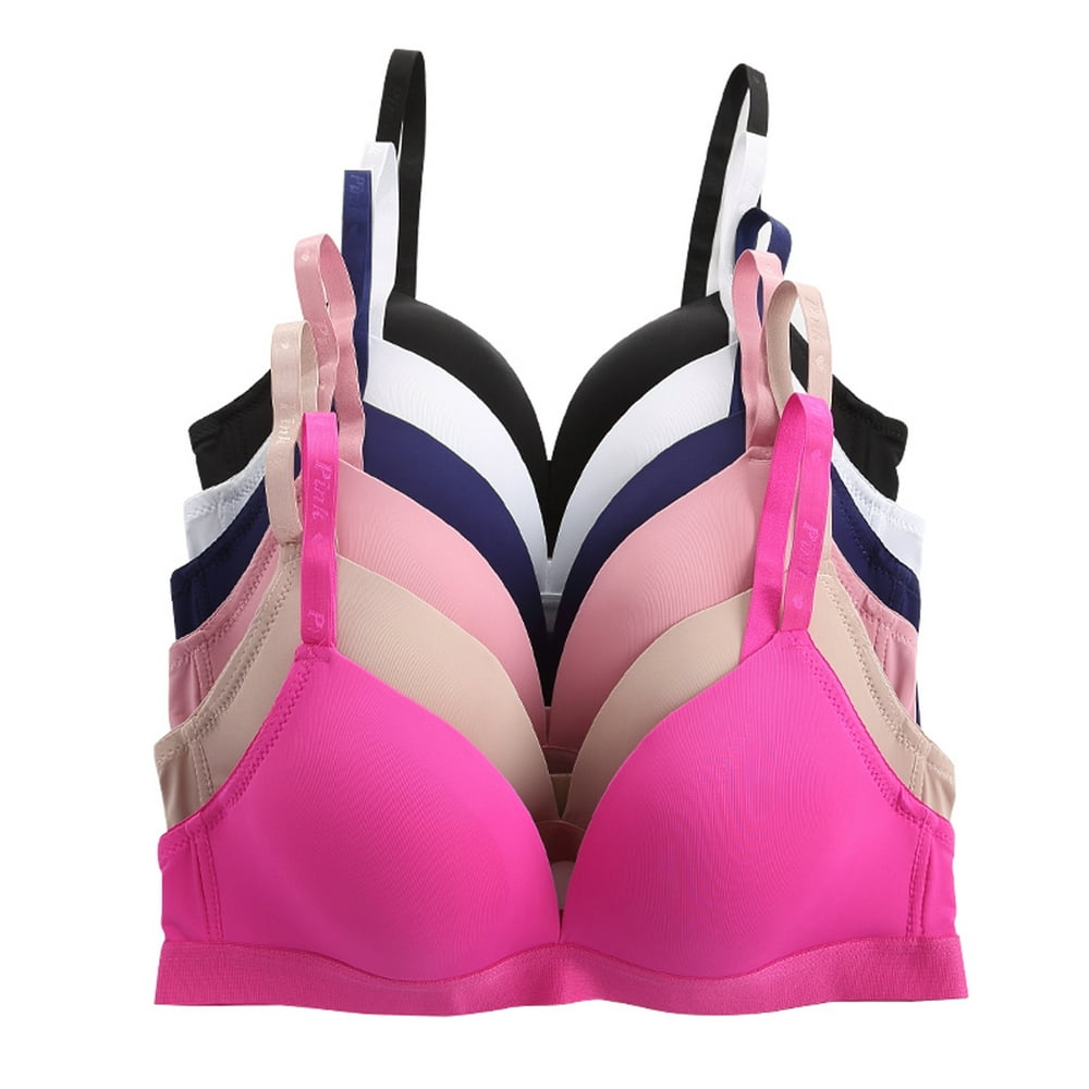 Pink Women Bras 6 Pack Of No Wire Free Bra A Cup B Cup C Cup Size 36b