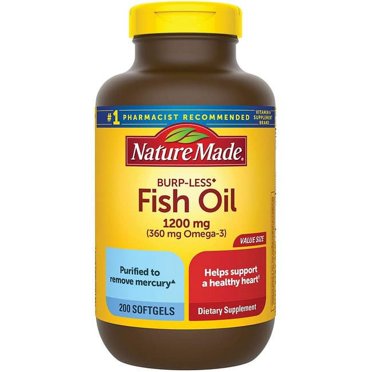 Nature Made Burp-Less Fish Oil 1200mg + Vitamin D 1000 IU Liquid ...