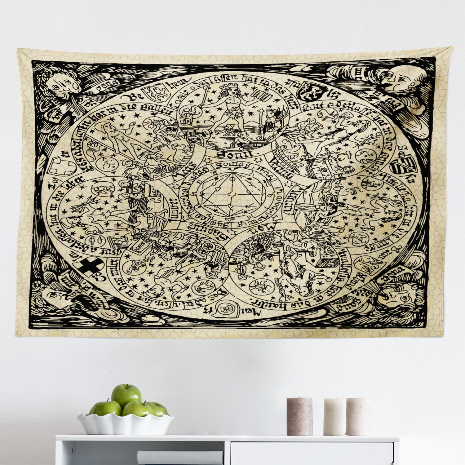 Astrology Tapestry, Classic Zodiac Chart Astrologicy Signs Stiylish ...