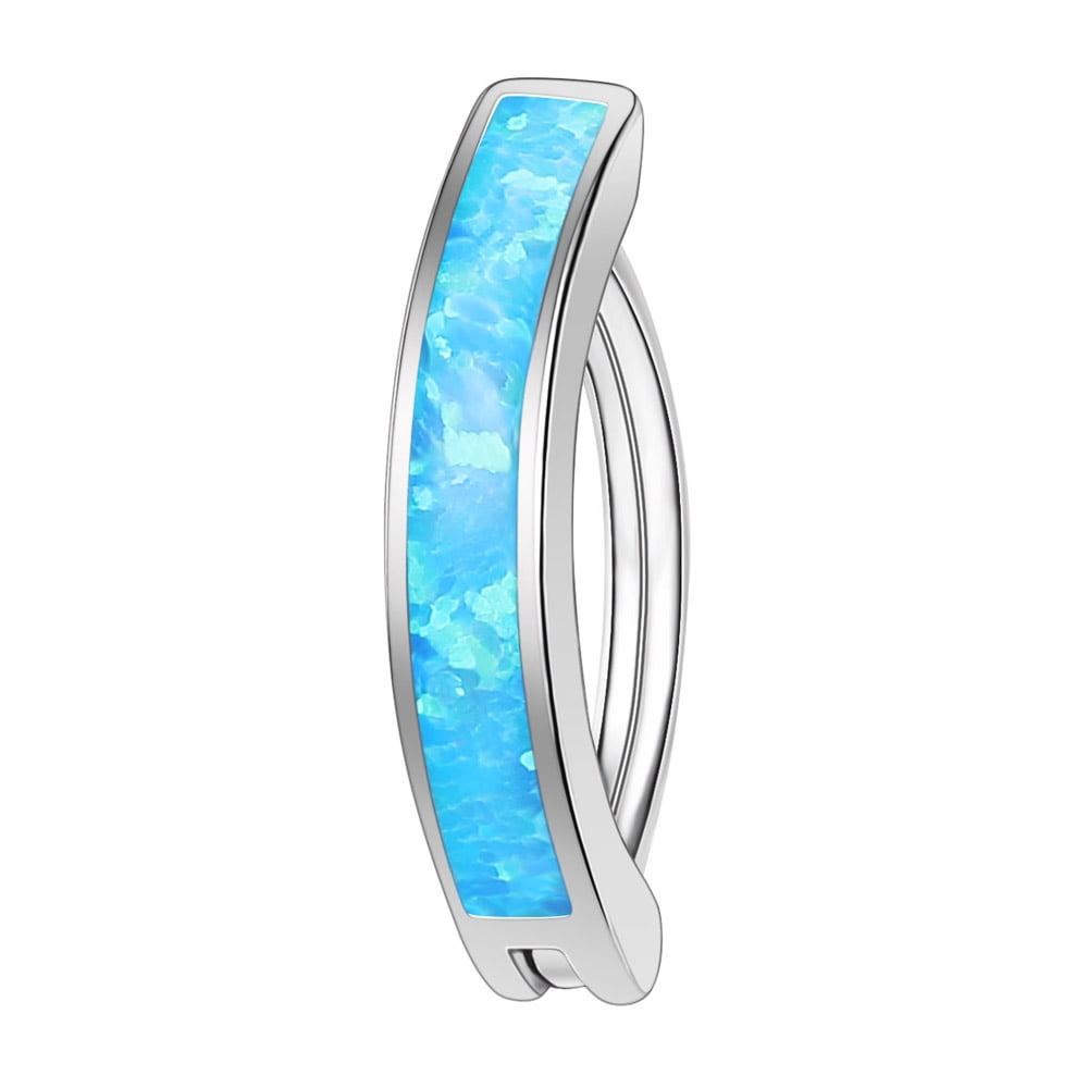 ZS 14G 925 Sterling Silver Reverse Curved Belly Rings Opal Navel ...