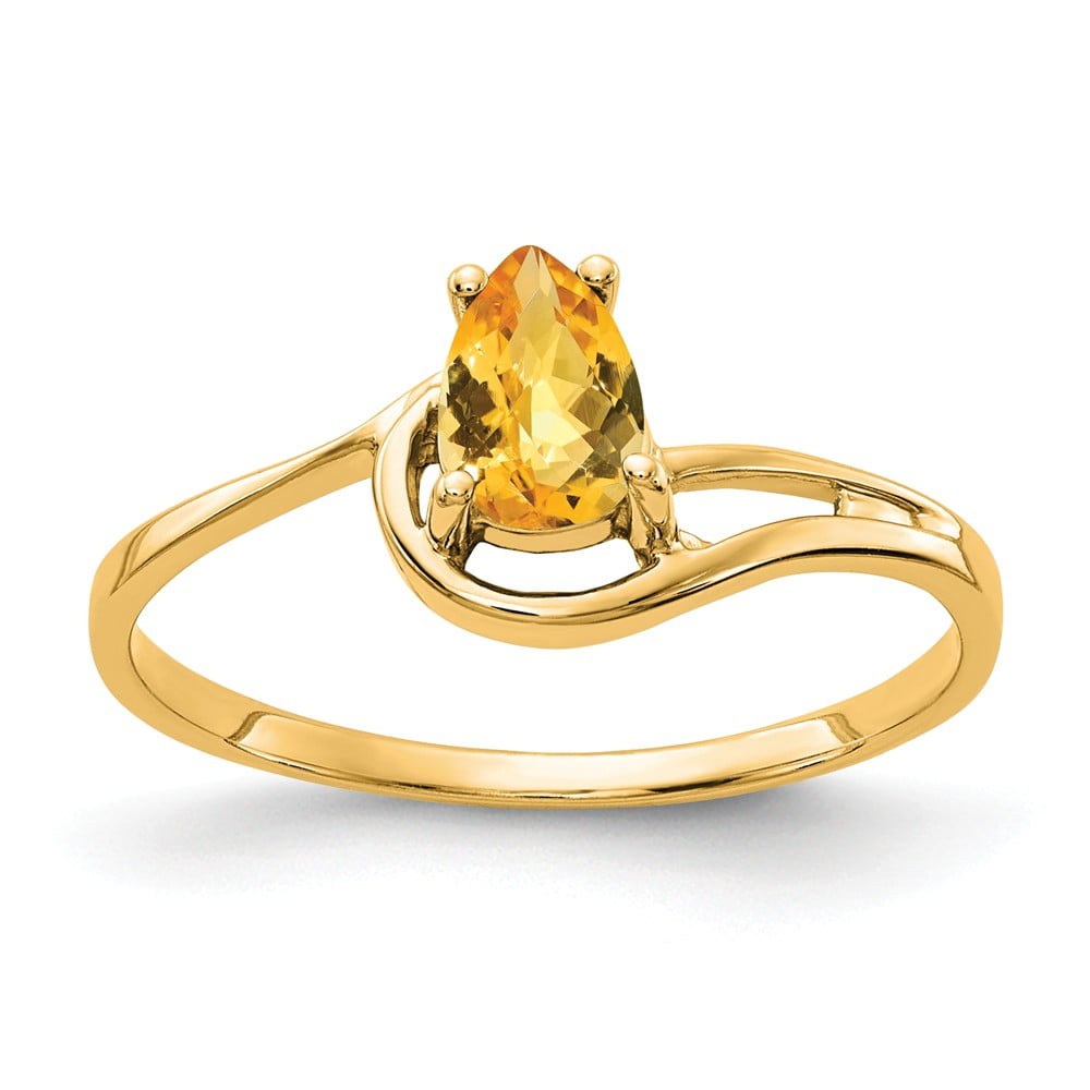 Solid 14k Yellow Gold Gemstone Ring Band with CZ Cubic Zirconia Size 7. ...