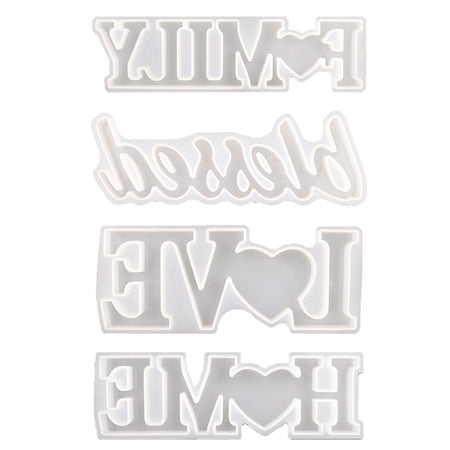 Word Sign Molds 4 Pieces Resin Molds DIY Craft Home Desk Room Decor ...
