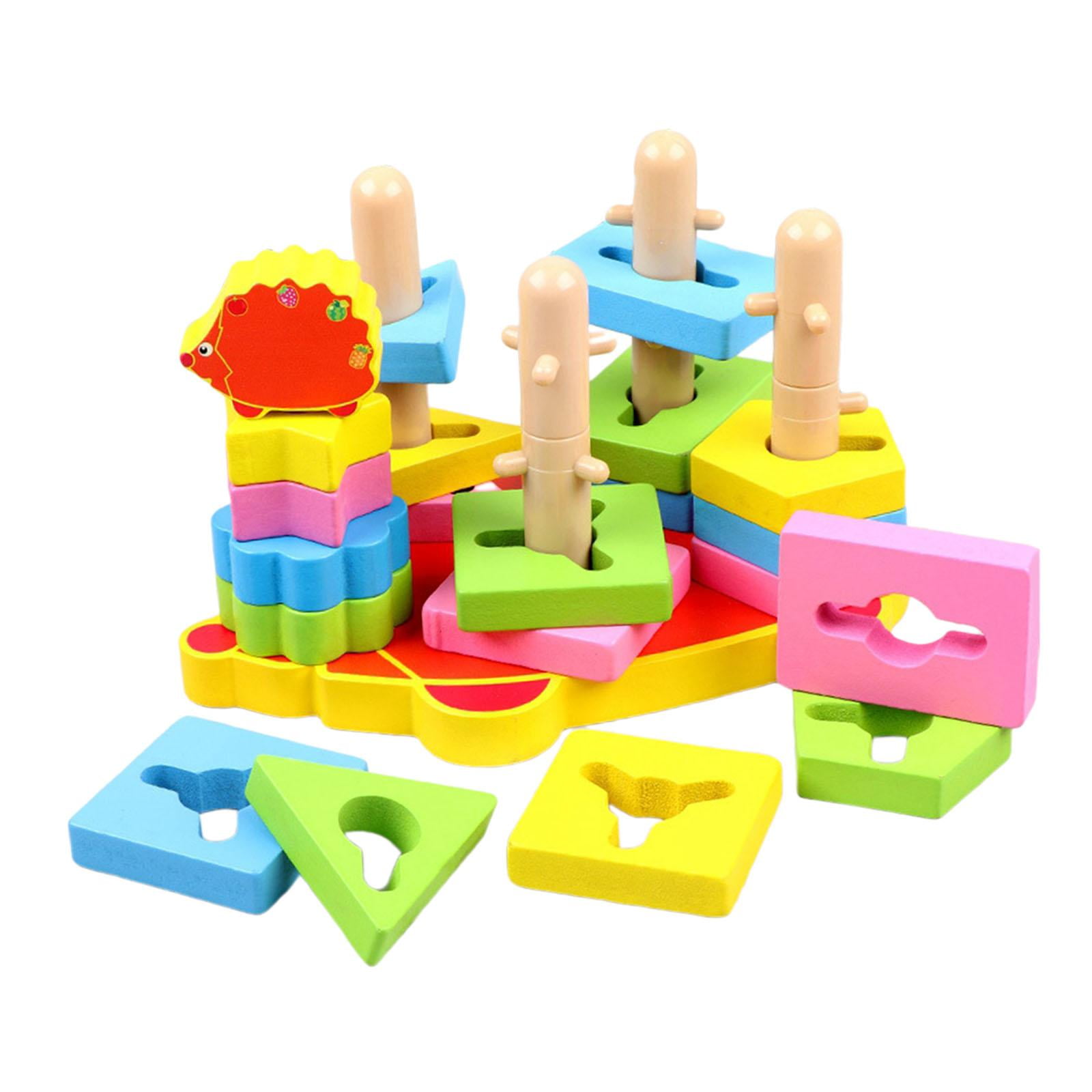 Bloques de formas geométricas de madera Color para regalos de cumpleaños de bebés Erizo Zulema ...