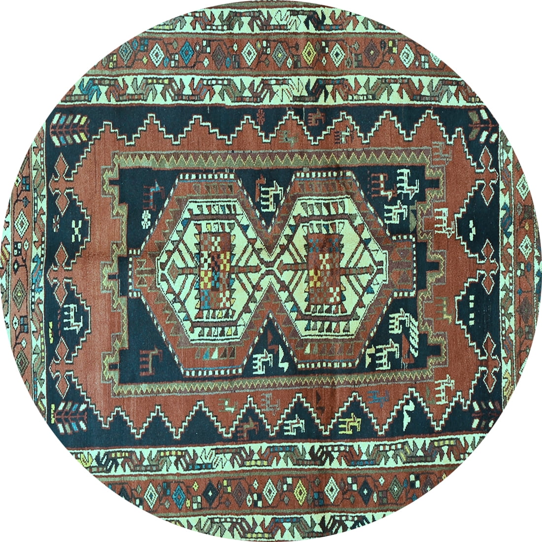 Ahgly Company Indoor Round Southwestern Light Blue Country Area Rugs, 8 ...