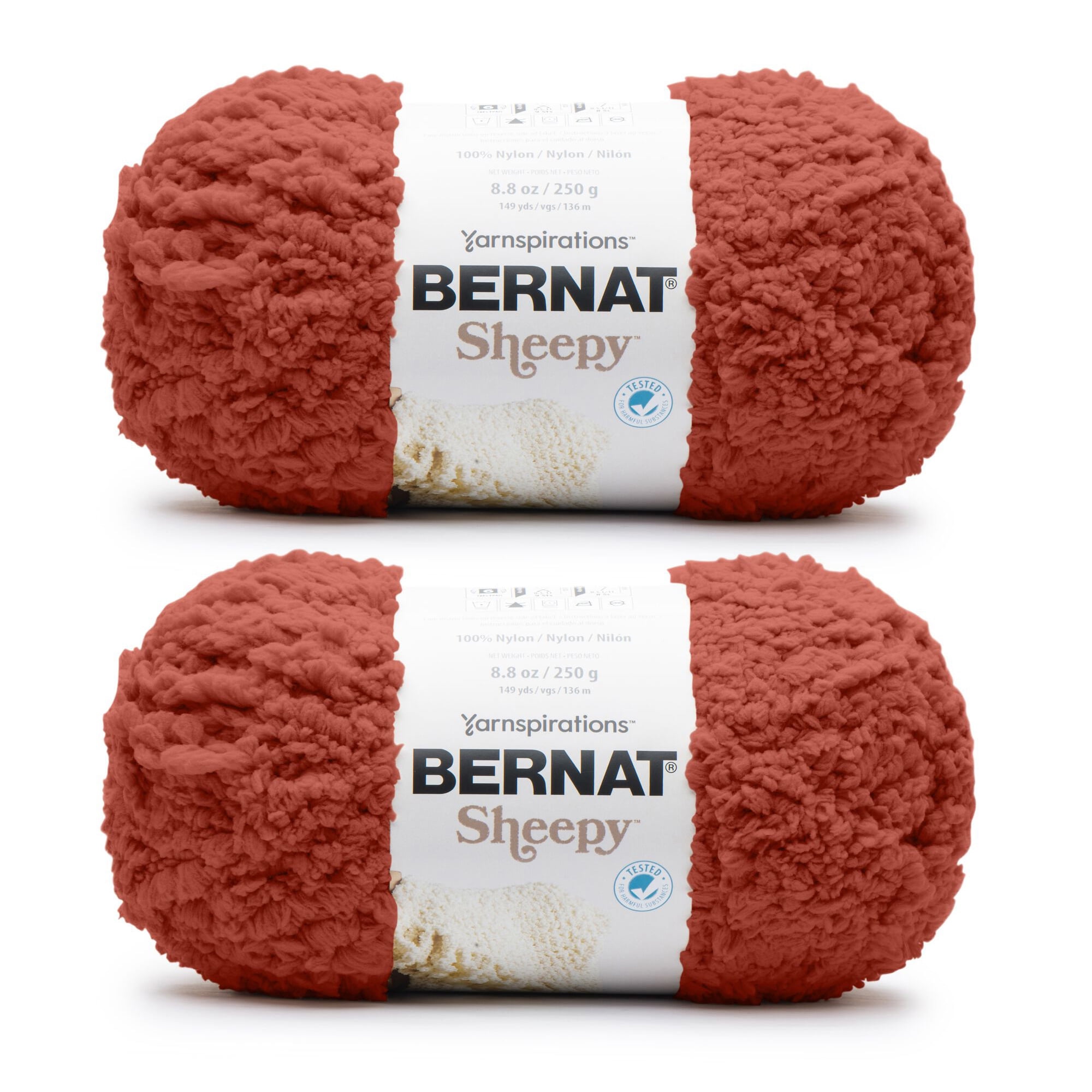 Bernat® Sheepy™ #6 Super Bulky Nylon Yarn, Rusty Clay 8.8oz/250g, 149 ...