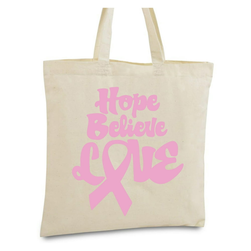 Awkward Styles Hope Believe Love Tote Bag Breast Cancer Awareness ...