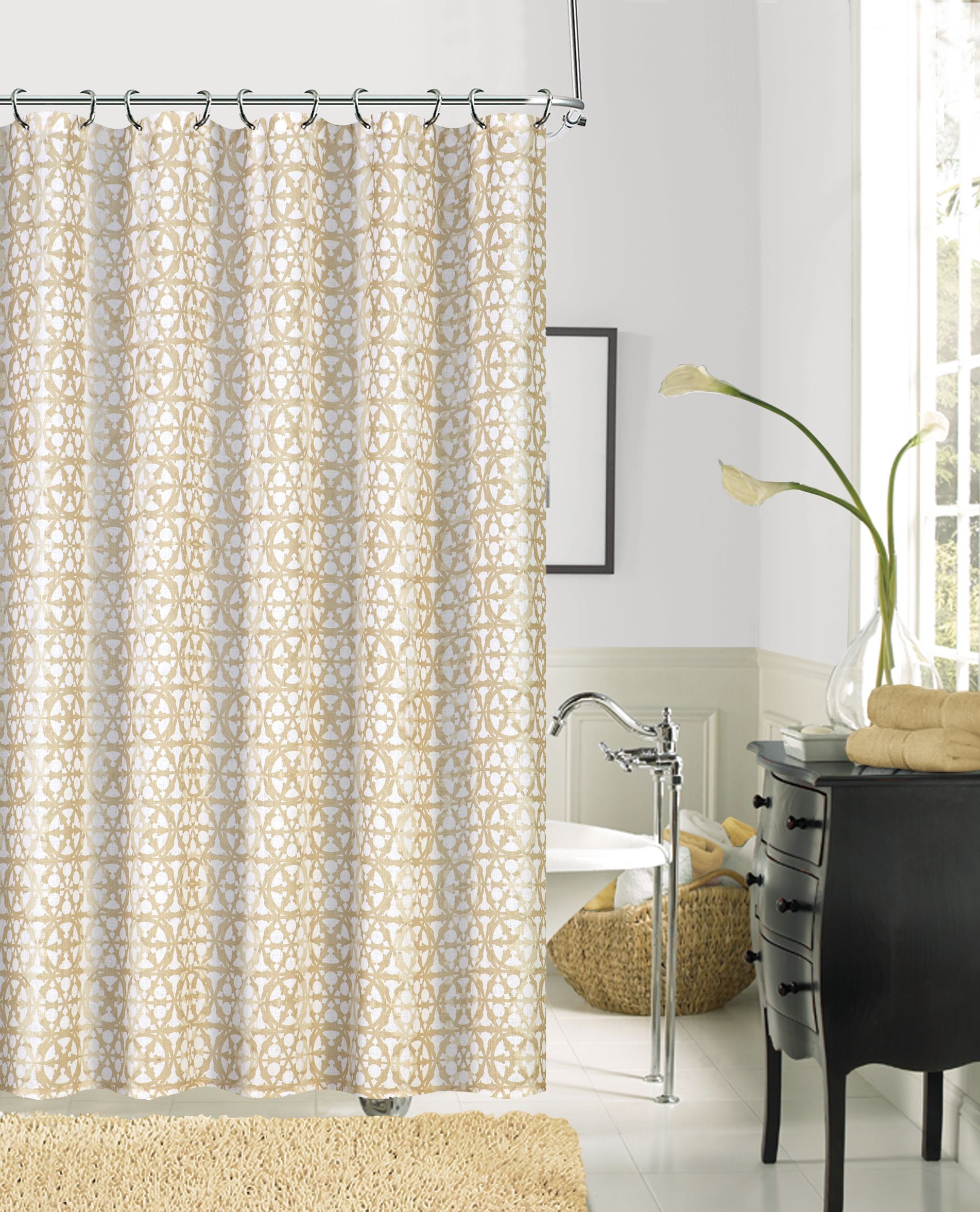 Dainty Home Jupiter Iron Gate Printed Fabric Shower Curtain - Walmart.com
