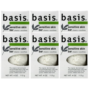 Basis Sensitive Skin Cleansing Bar Leaves Clean Calm & Comfortable, 10 ...