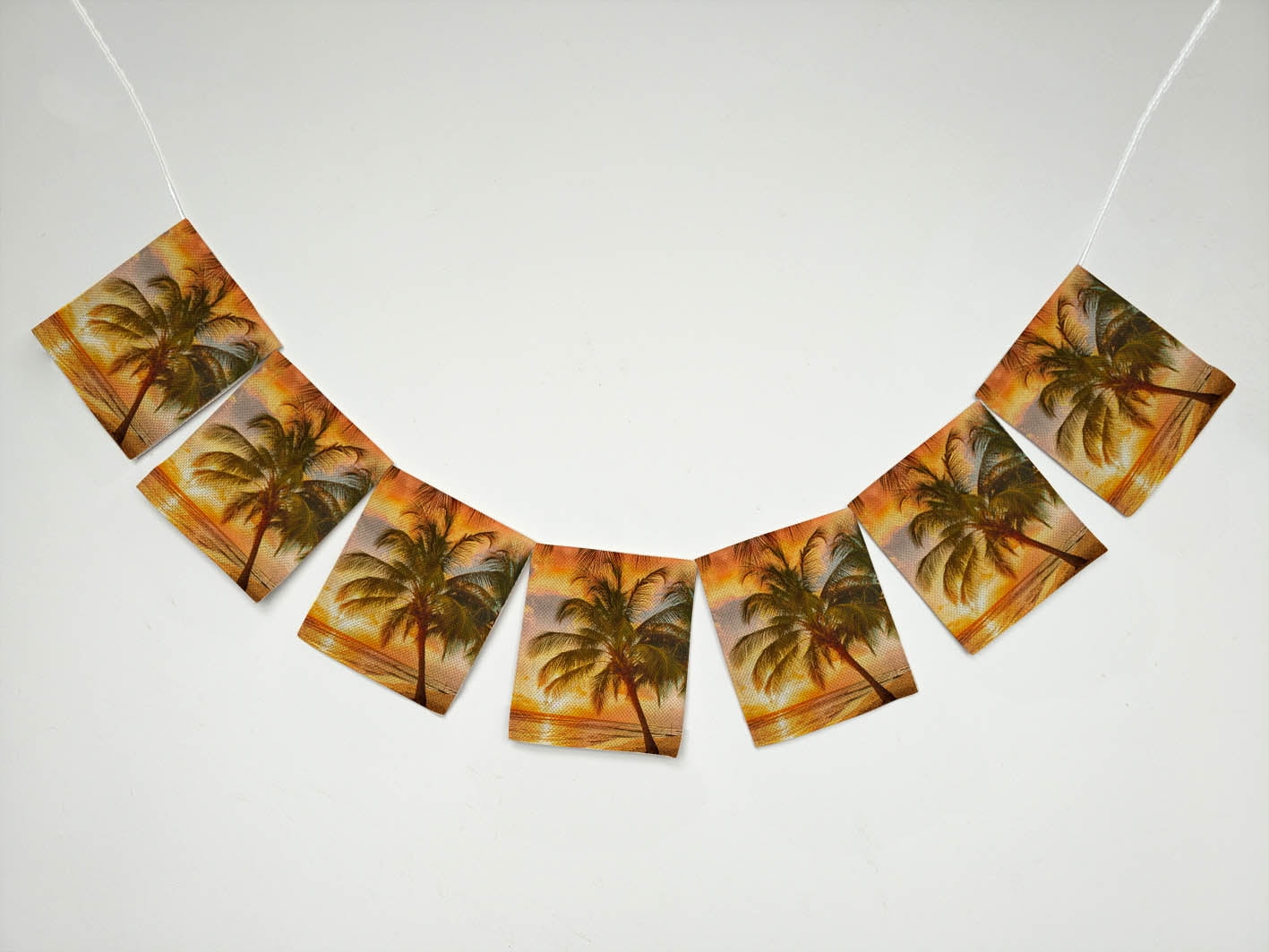 YKCG Sunset Landscape Nautical Beach Tropical Palm Tree Banner Bunting ...
